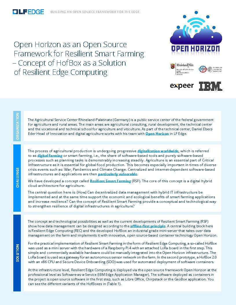 User & Deployment Studies – LF EDGE: Building an Open Source Framework for the Edge.